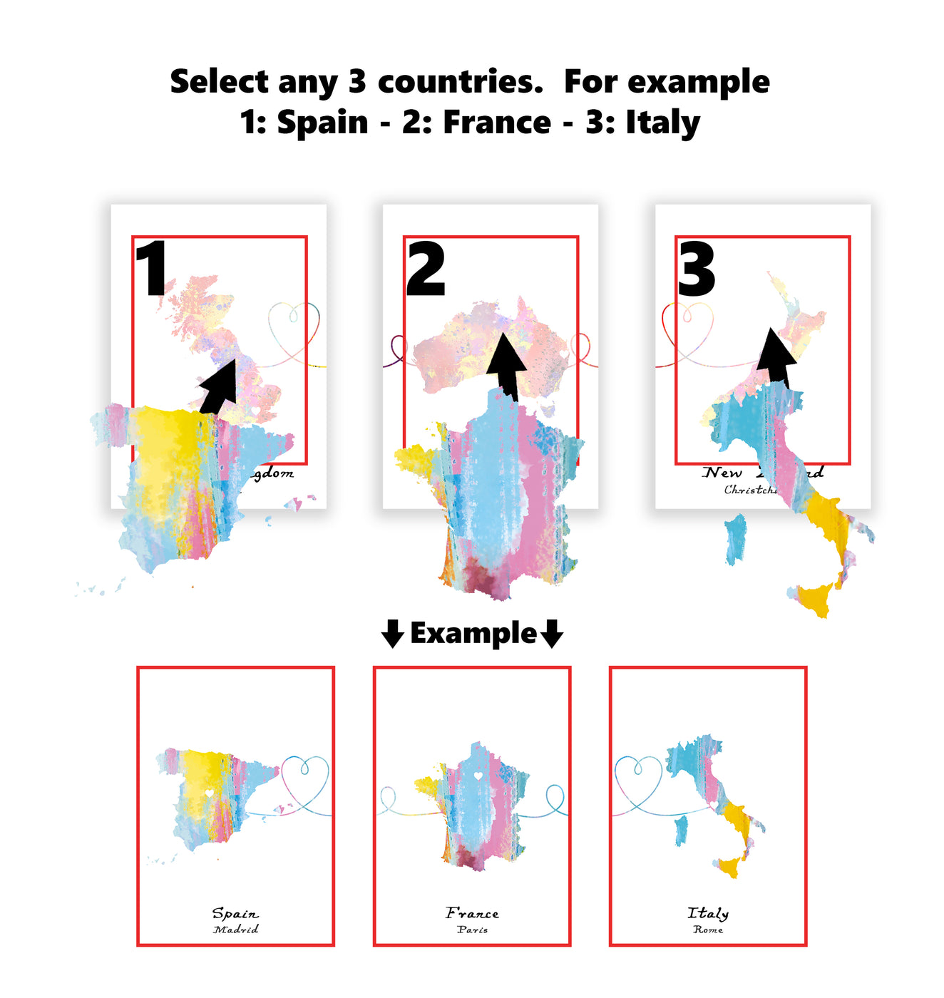 Personalised Three Location Prints — Lotsy.co.uk
