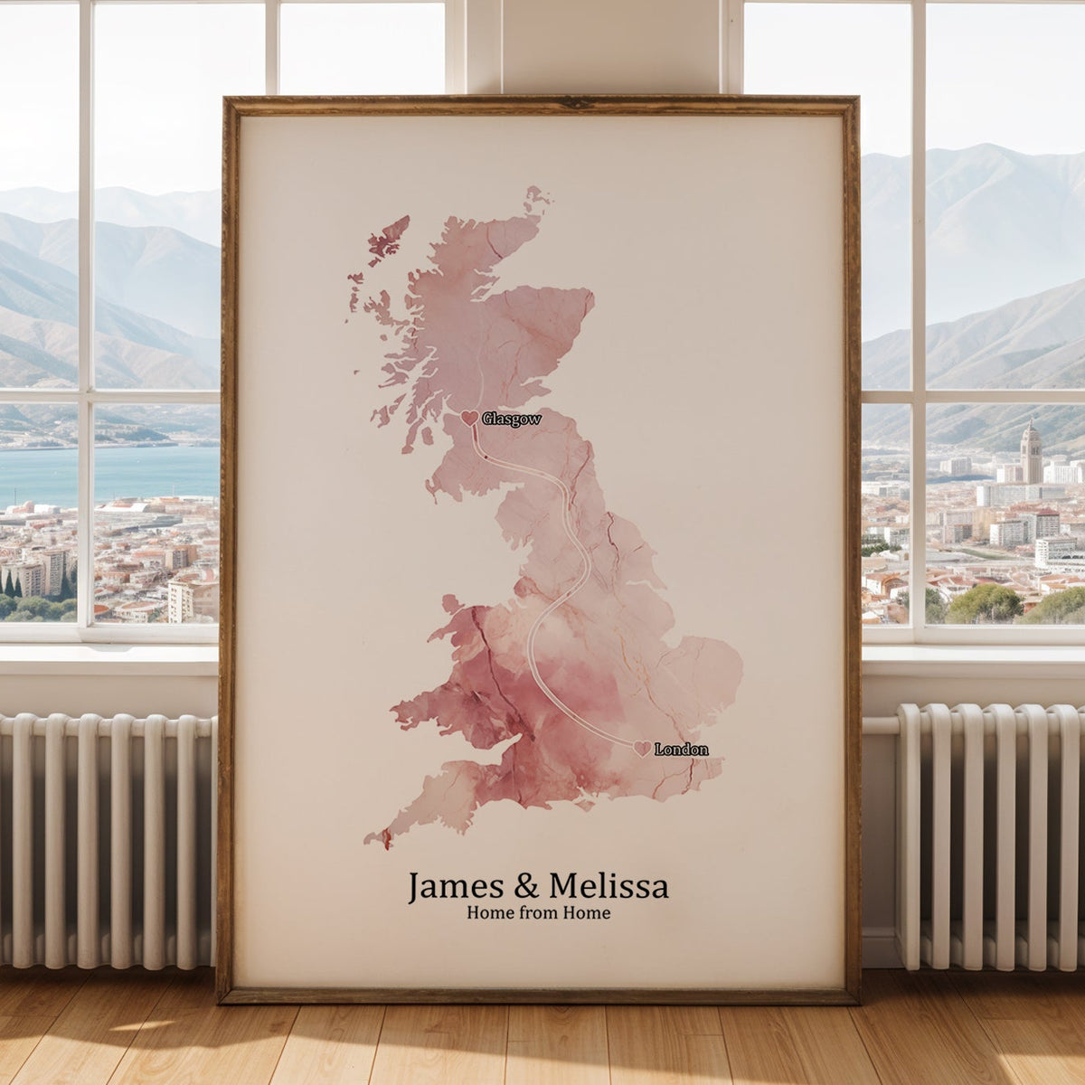 Personalised Light Marble Effect Portrait Location Print - Custom Line ...