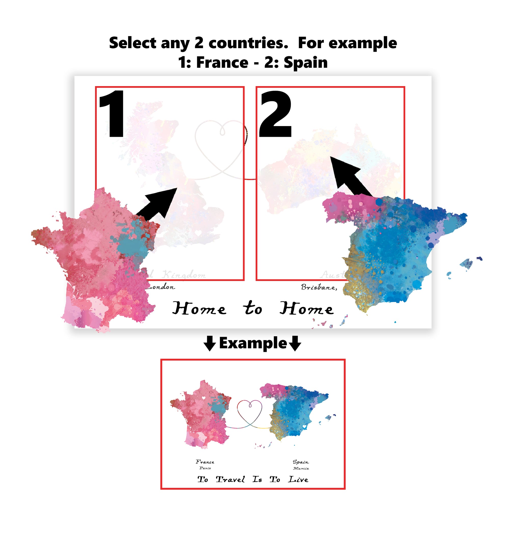 Personalised Watercolour Travel Poster | Lotsy.co.uk