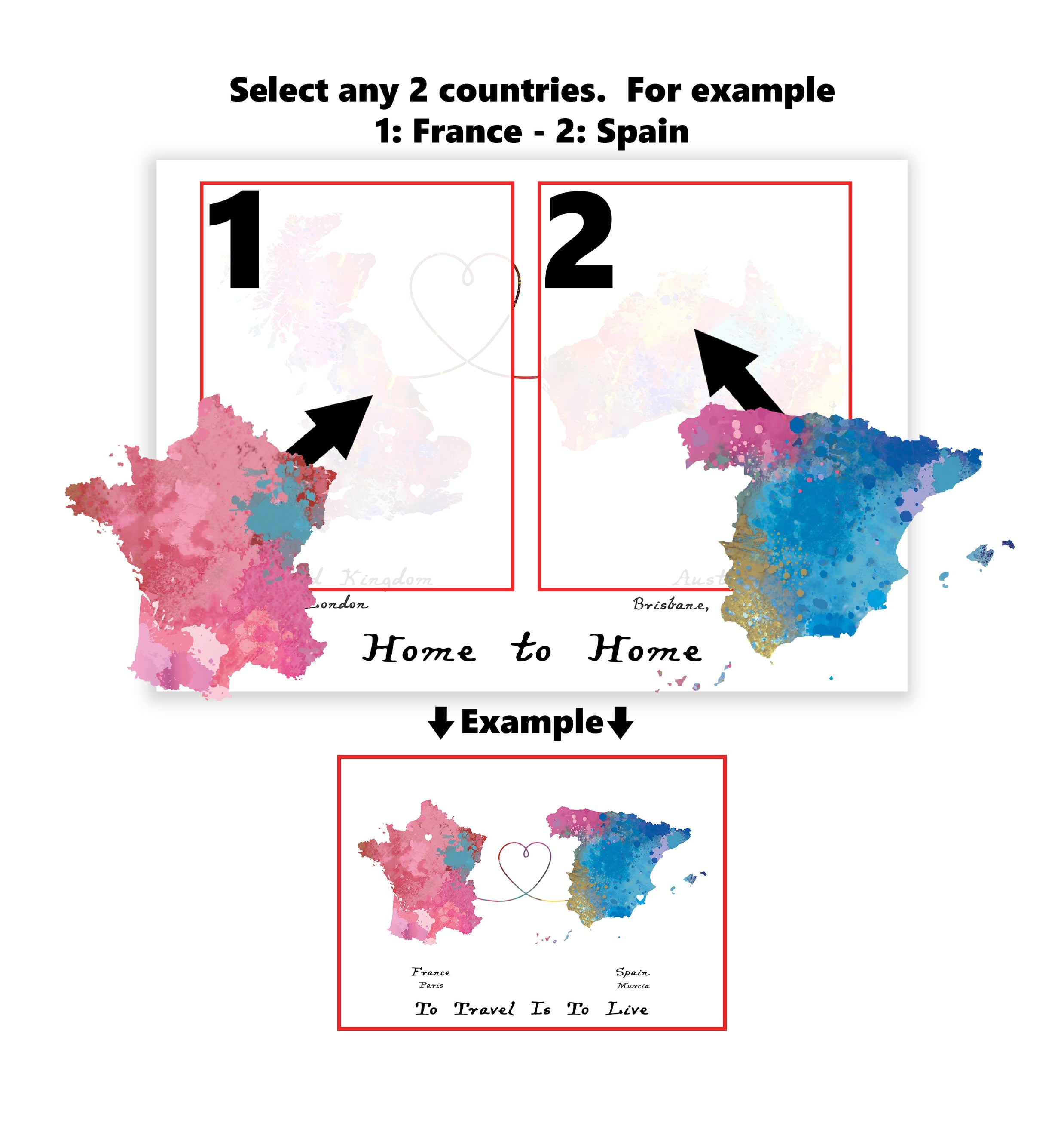 Personalised Watercolour Travel Poster | Lotsy.co.uk