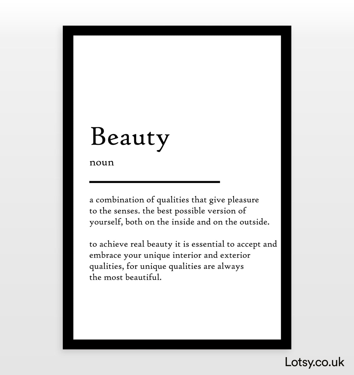 Beauty - Definition Print — Lotsy.co.uk