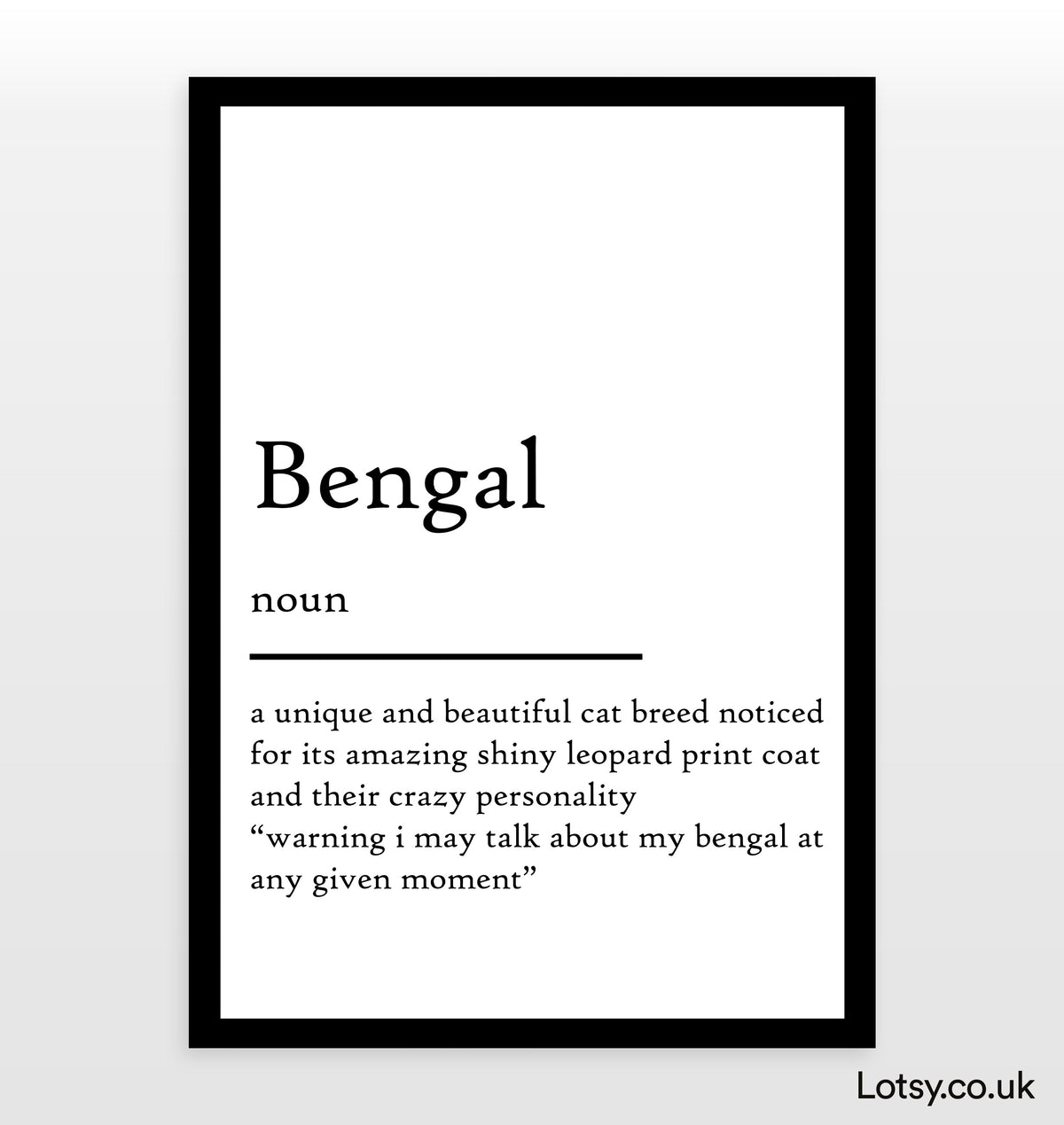 Bengal - Definition Print — Lotsy.co.uk