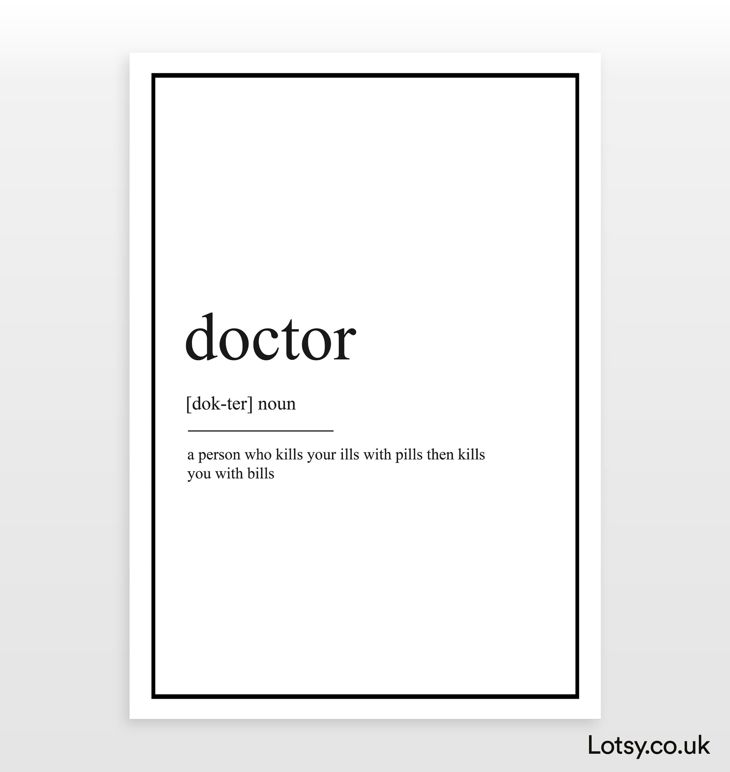 Doctor - Definition Print — Lotsy.co.uk