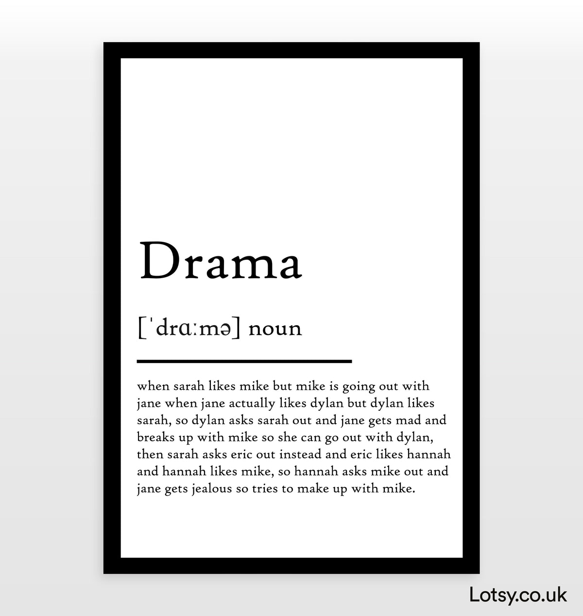 Drama - Definition Print — Lotsy.co.uk