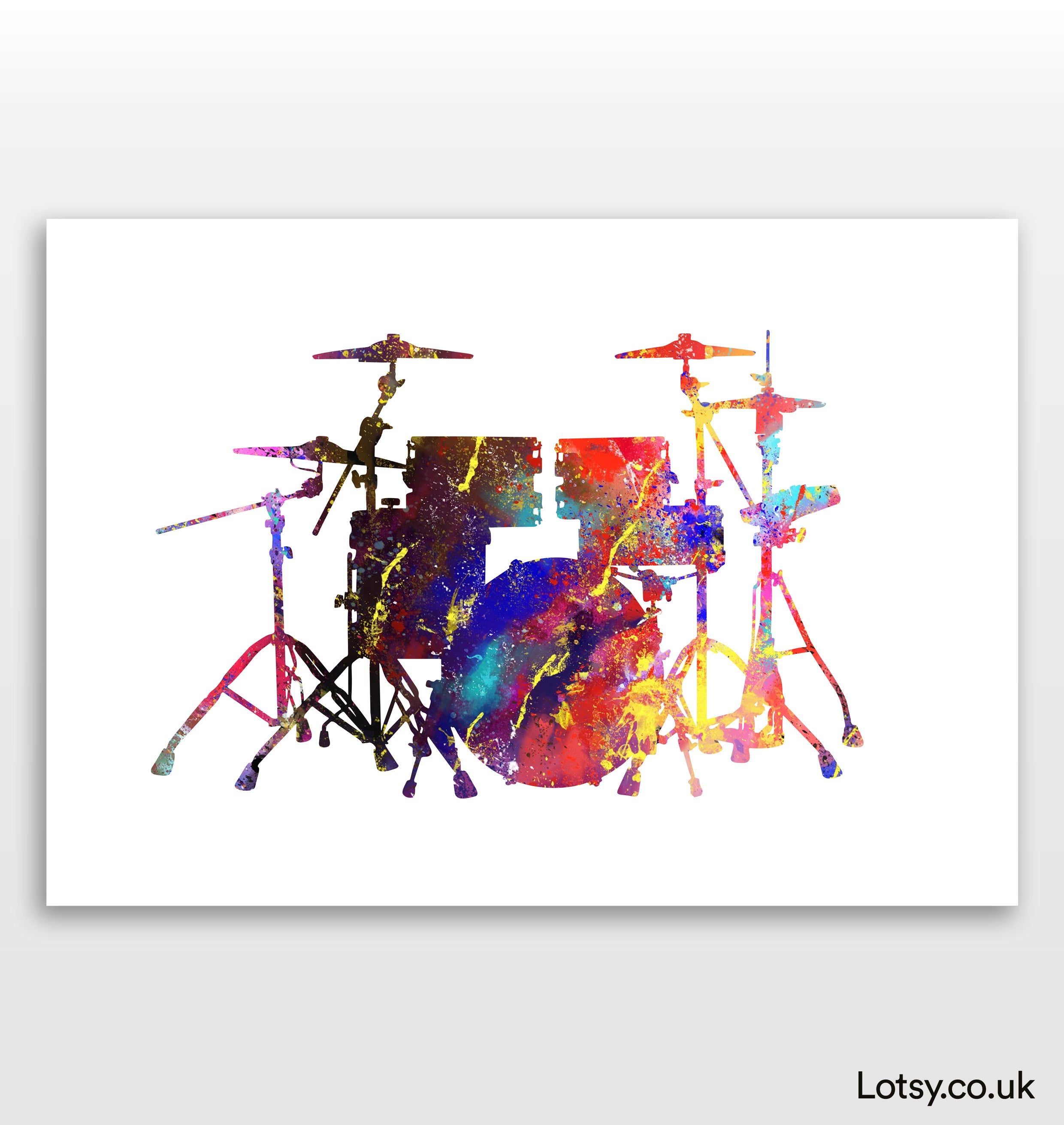 Drum Set Art Colorful Paint Splatter Drum Set Full Kit Perfect For