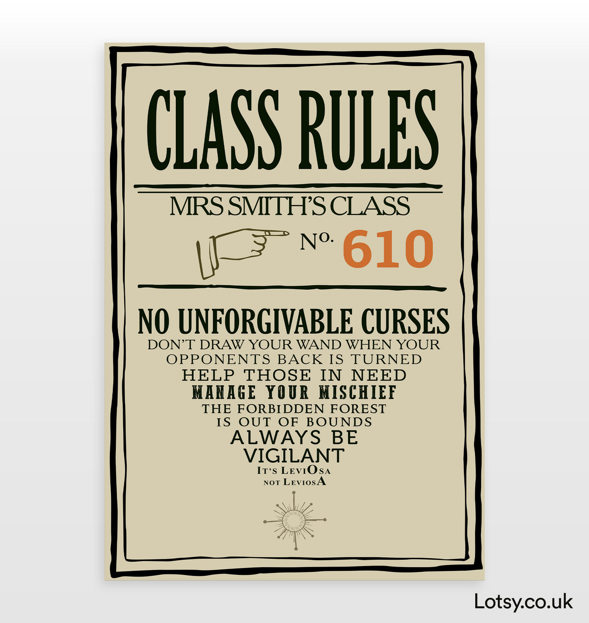 Wizard House Rules - Print — Lotsy.co.uk