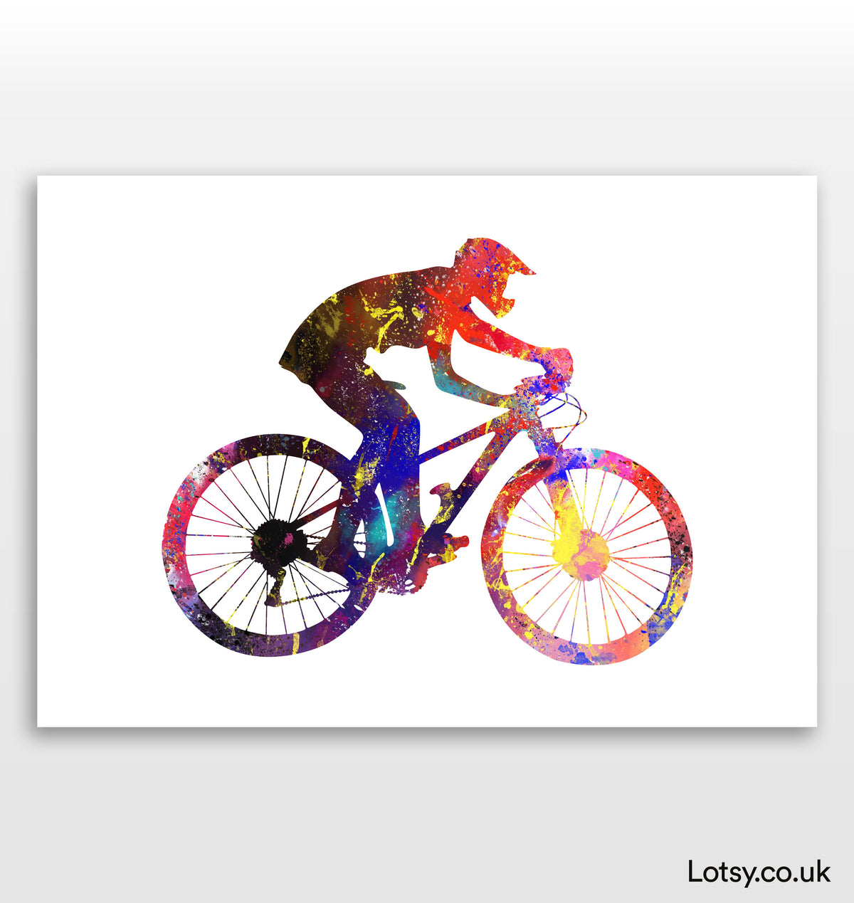 Mountain Biker Print - Watercolour — Lotsy.co.uk
