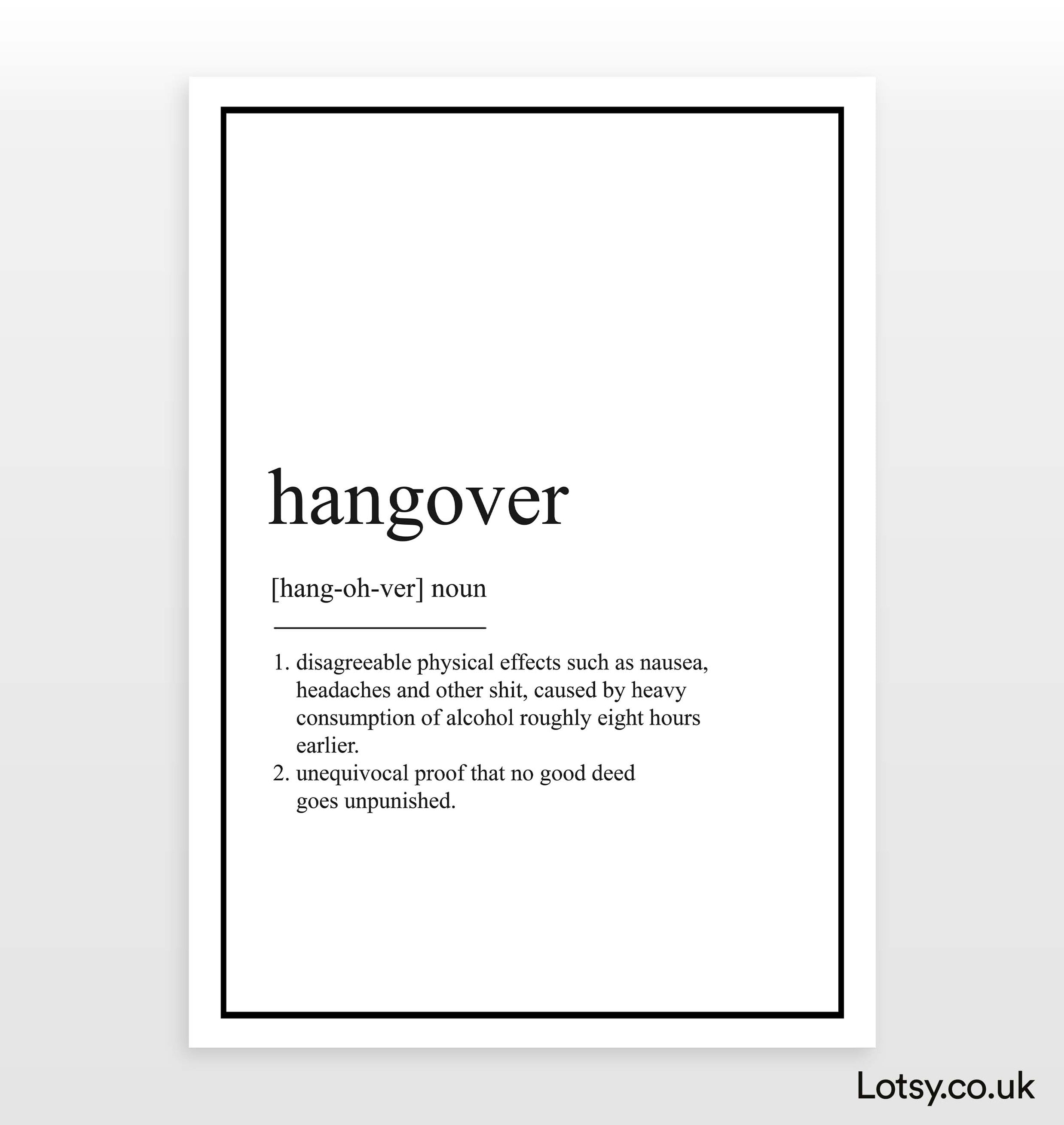 Hangover - Definition Print — Lotsy.co.uk