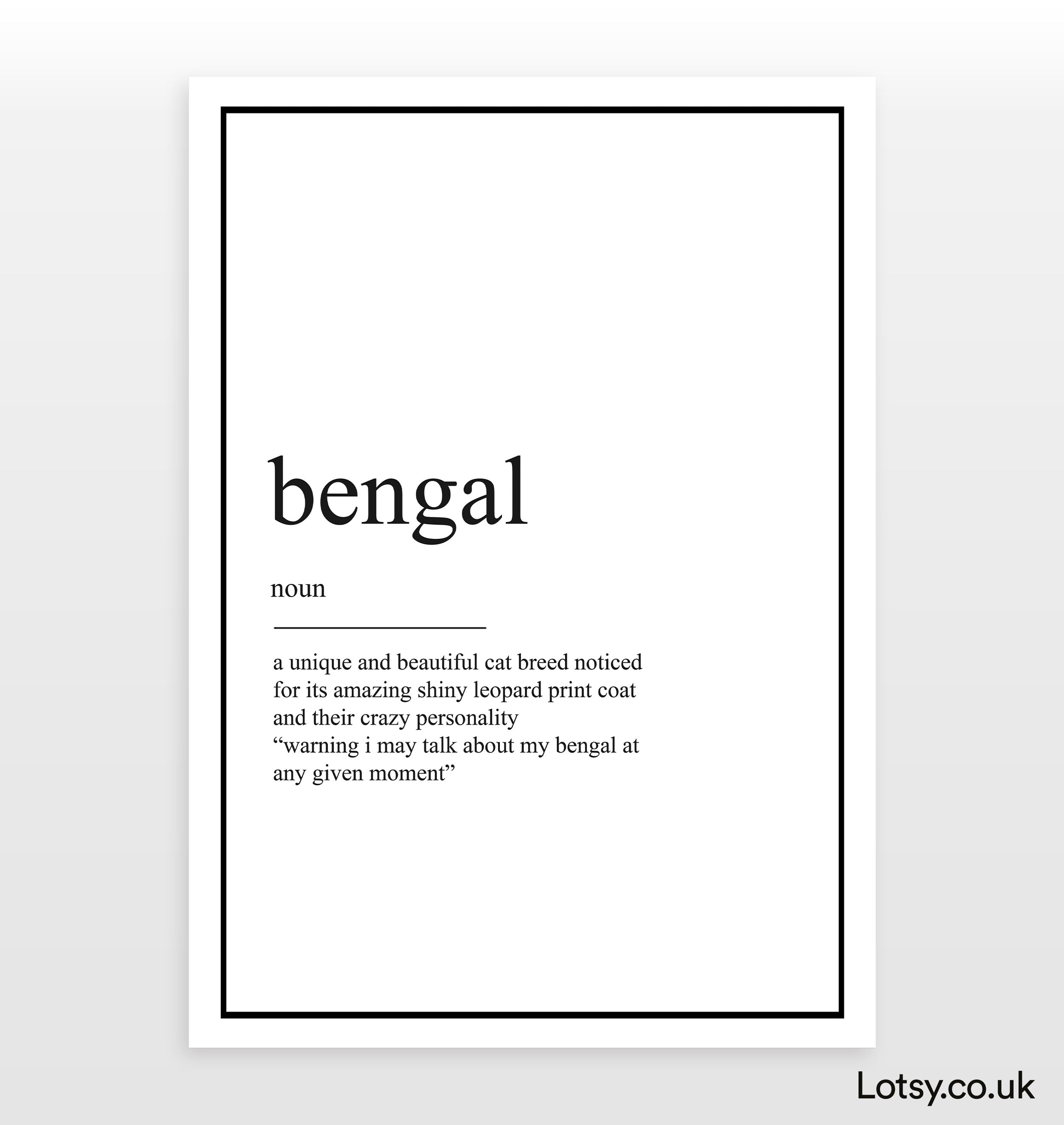 Bengal - Definition Print — Lotsy.co.uk