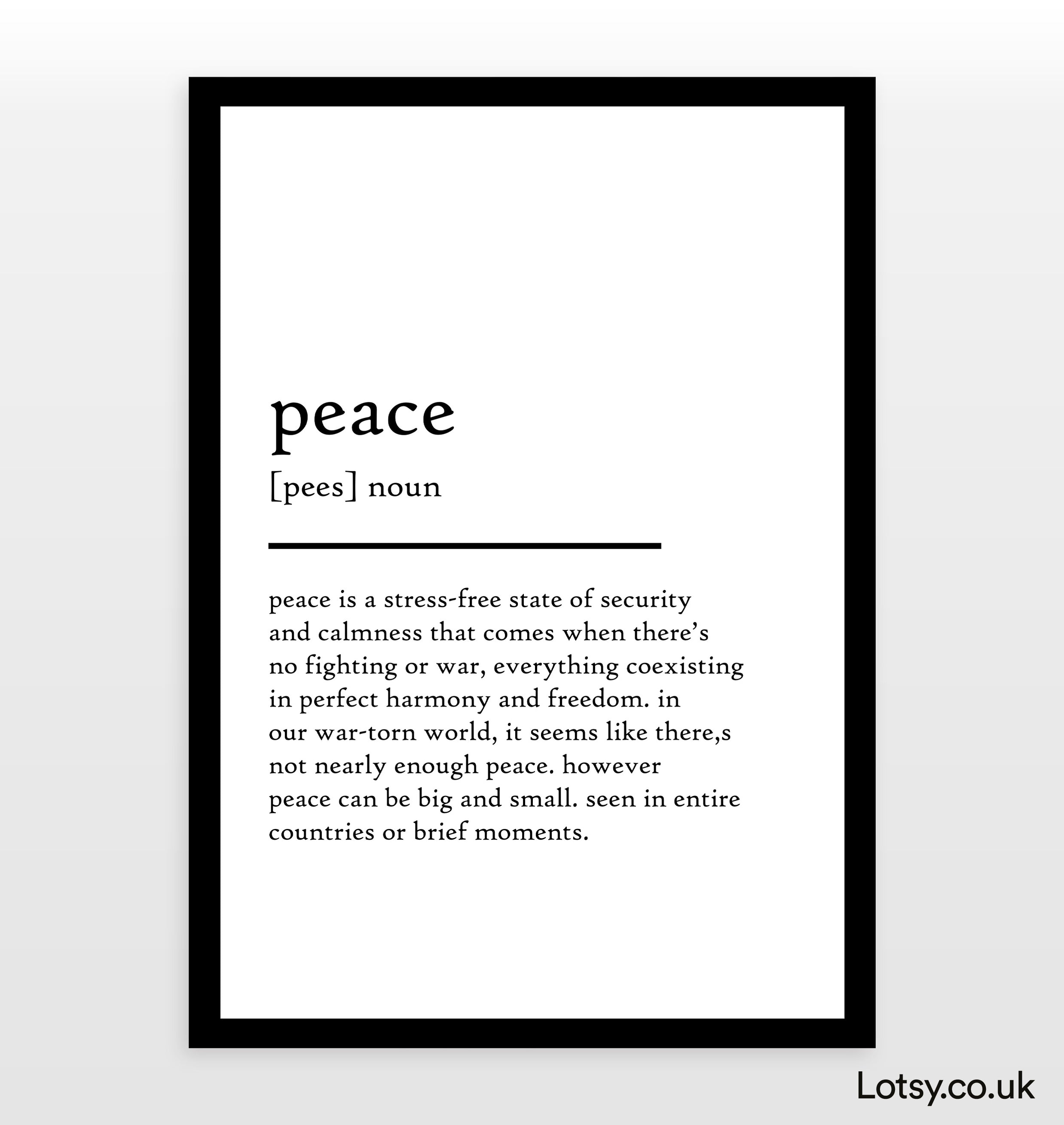 peace - Definition Print — Lotsy.co.uk