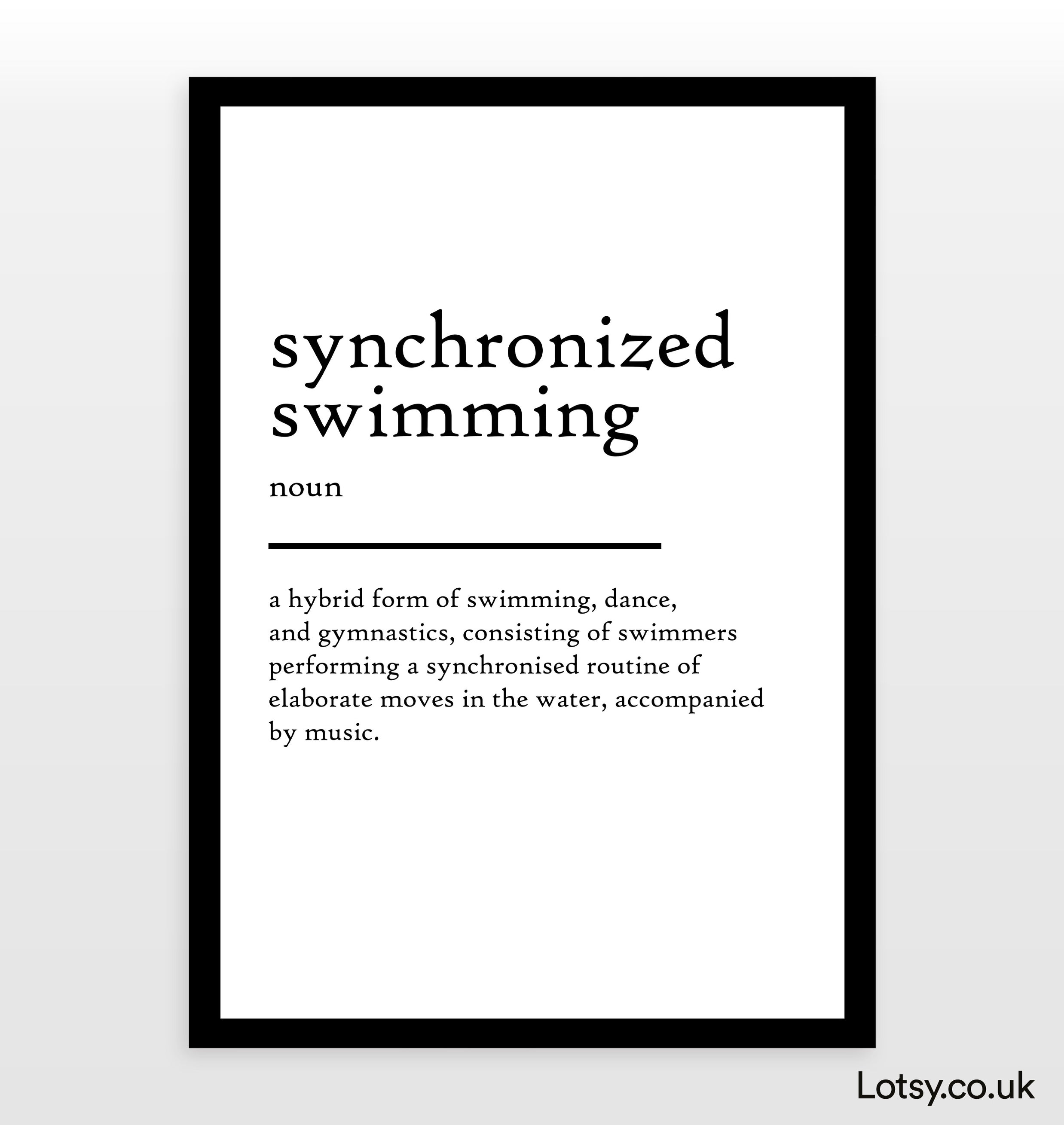 Synchronized Swimming - Definition Print — Lotsy.co.uk