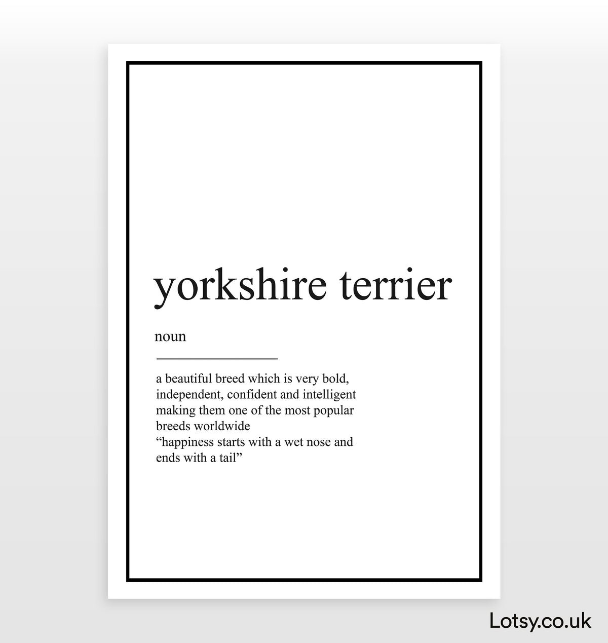 Yorkshire Terrier - Definition Print — Lotsy.co.uk